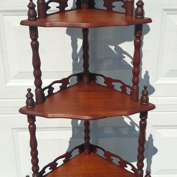 Antique Wood Corner Shelf Etsy