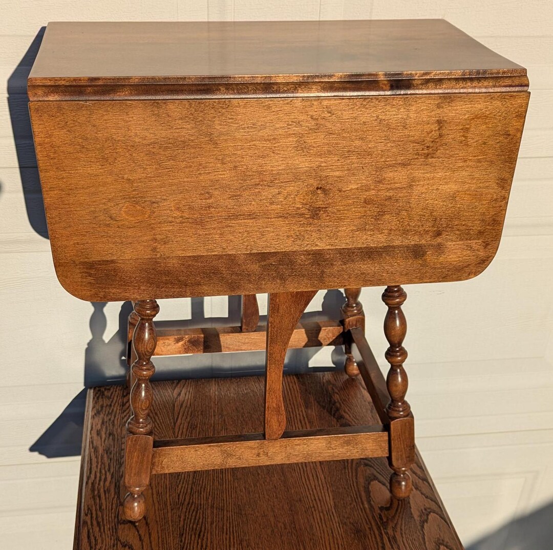 RARE Find! Solid Hard Rock Maple Colonial Style Drop Leaf Accent ...