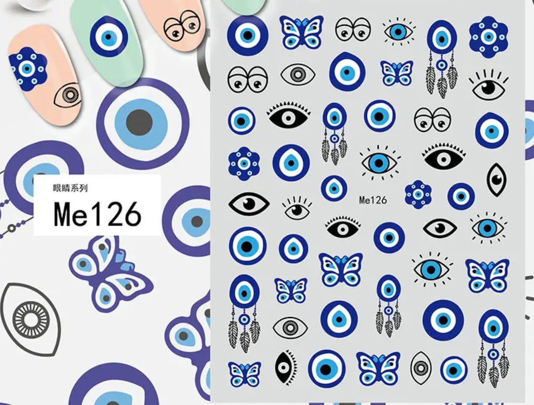 Evil Eye Nail Decals, Eye Nail Stickers, Eye Nail Decal, Cute Eye Nail ...