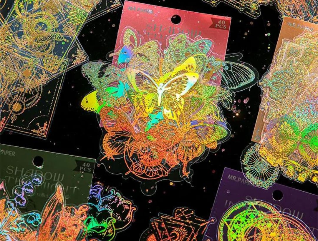 40 Pieces Gold Foil Holographic Stickers, Celestial Stickers, Gold ...