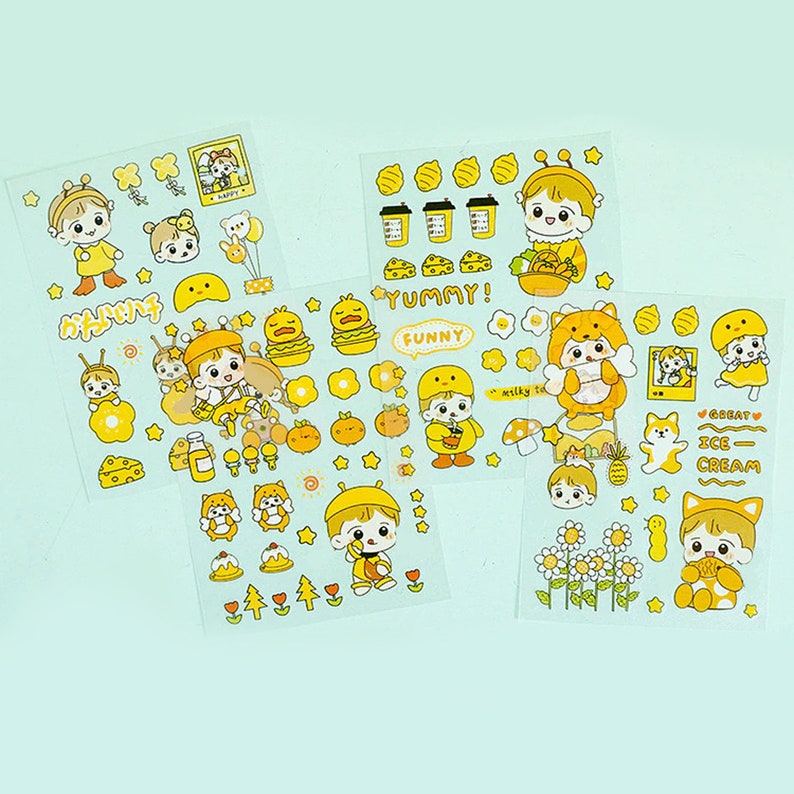 Cute Kawaii Stickers Cute Sticker Sheets Yellow Stickers - Etsy