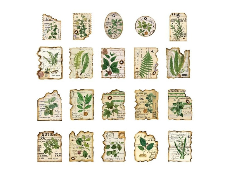 40 Vintage Stickers, Box of Stickers, Twine. Paper Stickers, Burned ...