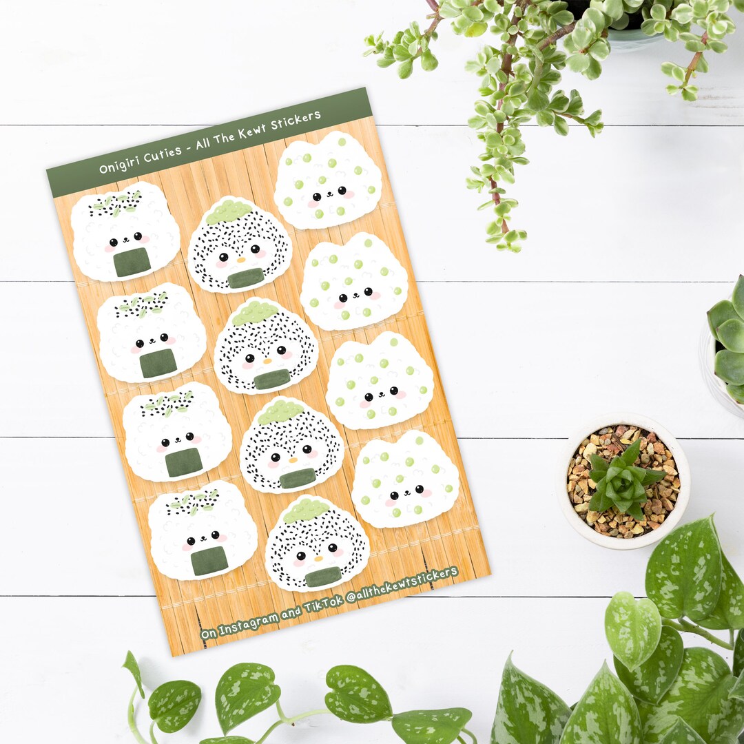 Onigiri Kawaii Sticker Sheets, Cute Onigiri Bear Stickers, Rice Ball ...