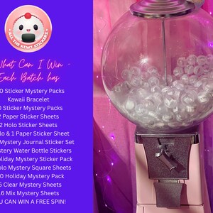 Random Kawaii Sticker Vending Machine Grab Bag, Purchase Spins and Get ...
