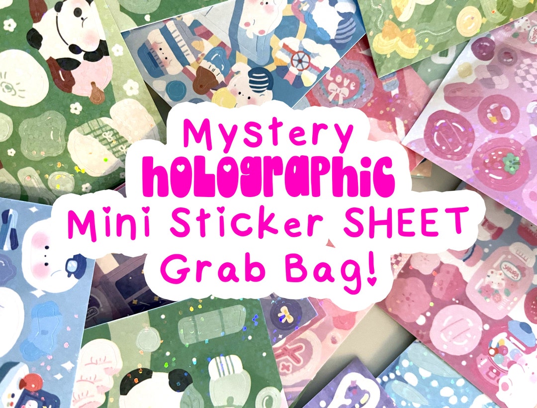 Random Kawaii Sticker Grab Bag, Mystery Holographic Sticker Sheet Grab ...