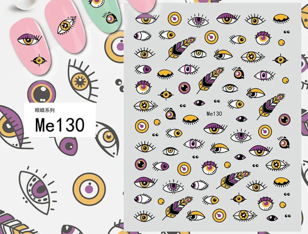Evil Eye Nail Decals, Eye Nail Stickers, Eye Nail Decal, Cute Eye Nail ...