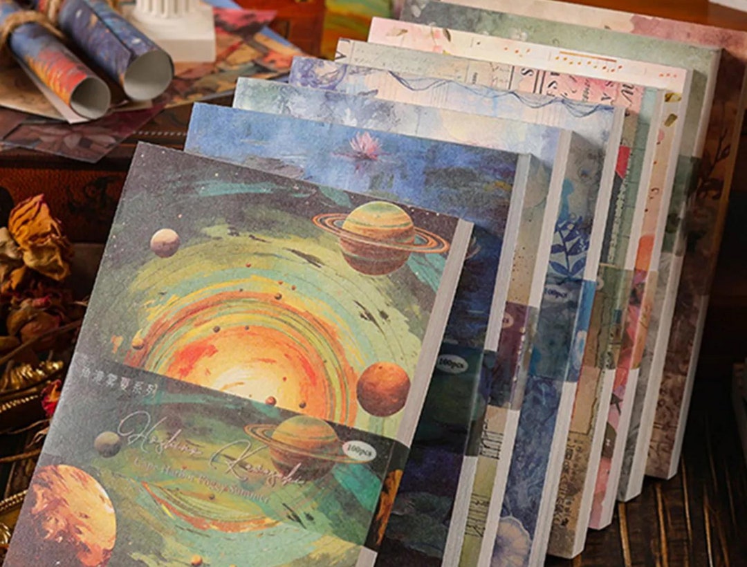 100 Sheets Scrapbook Paper Booklet, Vintage Style Collage Paper, Deco ...