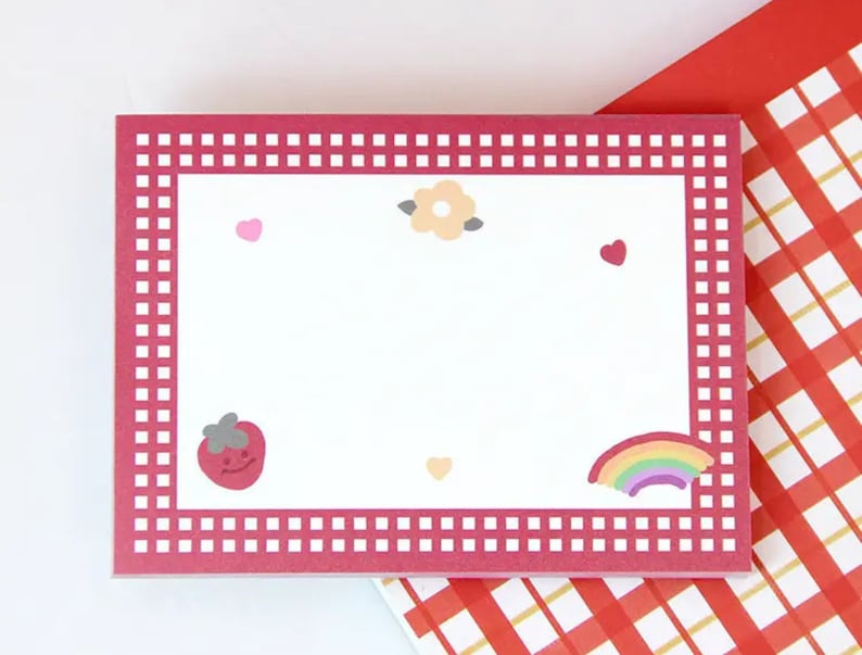 50 Sheet Strawberry Memo Pad, Kawaii Strawberry Stationary, Cute Notes ...