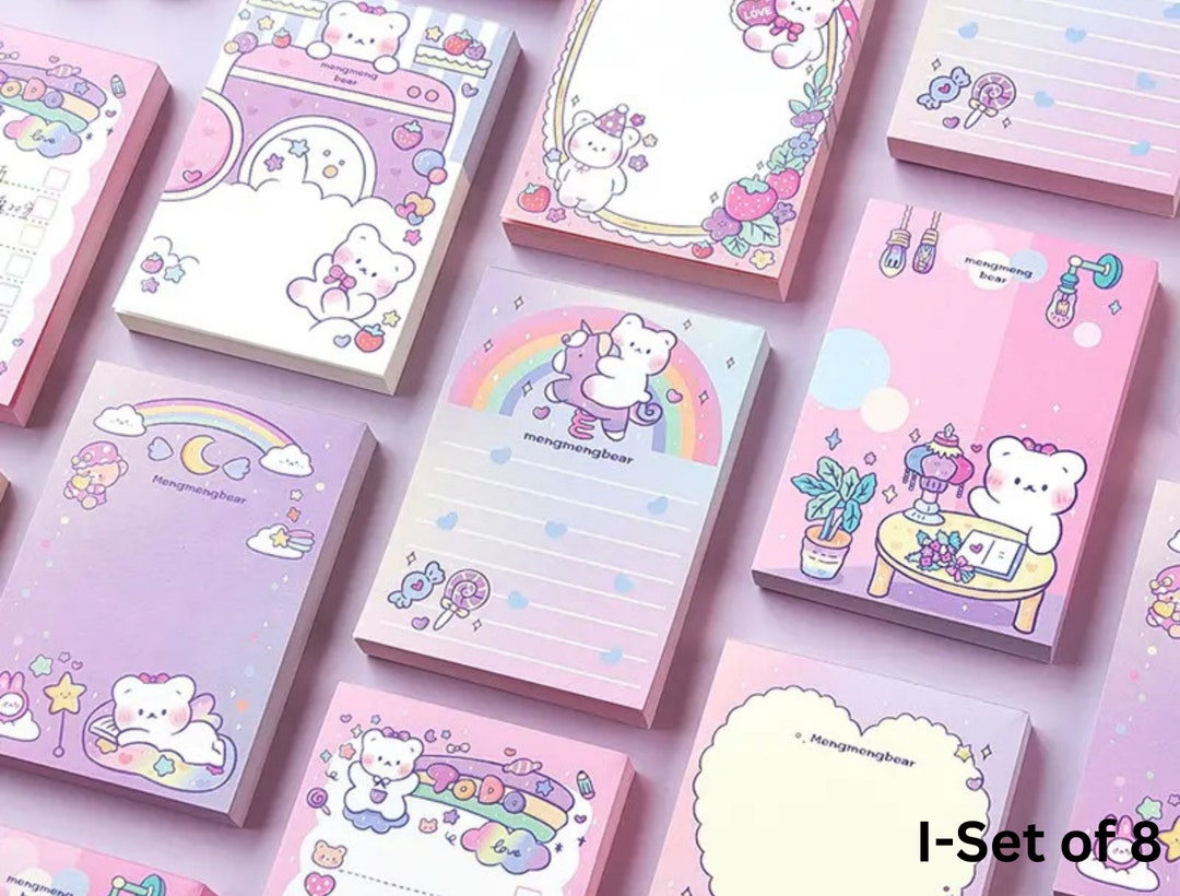 100 Sheets Cute Kawaii Bear Memo Pad, Kawaii to Do List, Stationary, Cute Notepads, Kawaii Bear ...