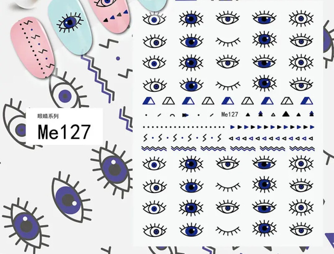 Evil Eye Nail Decals, Eye Nail Stickers, Eye Nail Decal, Cute Eye Nail ...