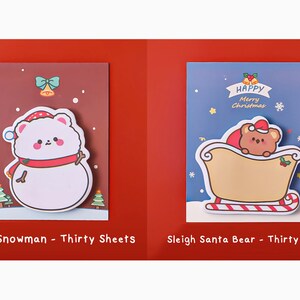 30 Sheet Christmas Sticky Note Pad, Kawaii Christmas Stationary, Cute ...