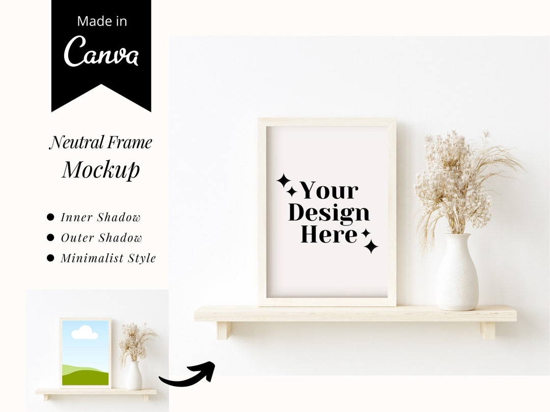 Neutral Frame Canva Mockup Template Poster Frames Small Business Mock ...