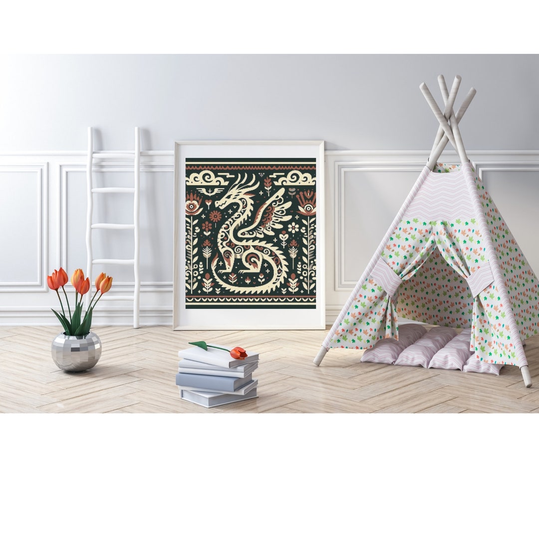 Dragon Fantasy Cross Stitch Pattern Garden Magic nature Magic Modern ...