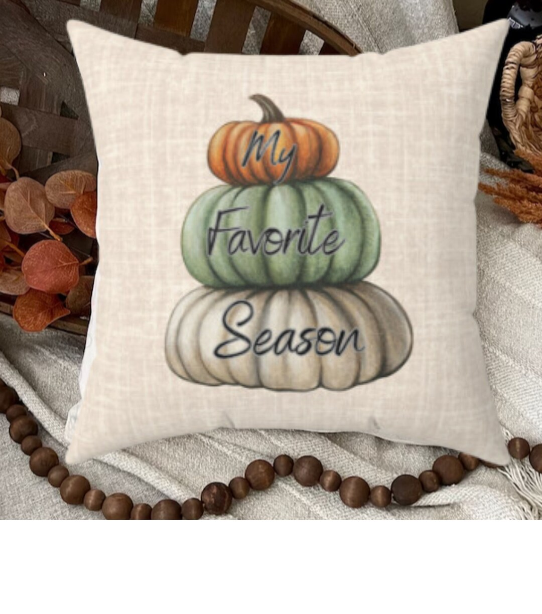 Fall Favorite Season Pumpkins Pillow Farmhouse Autumn Decor Rustic ...