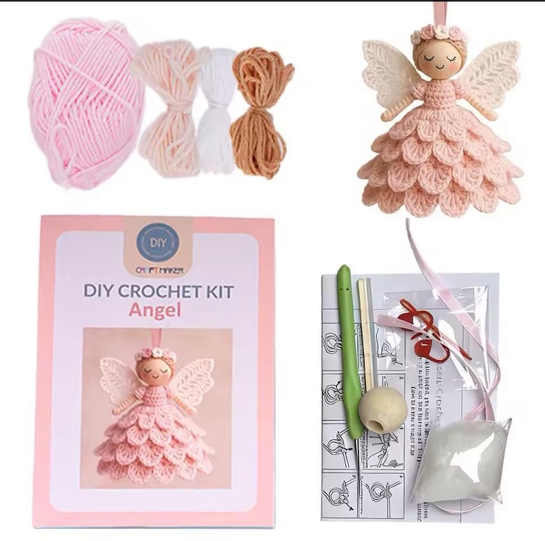 DIY Snow Angel Crochet Kit – Complete Christmas Ornament DIY Amigurumi ...
