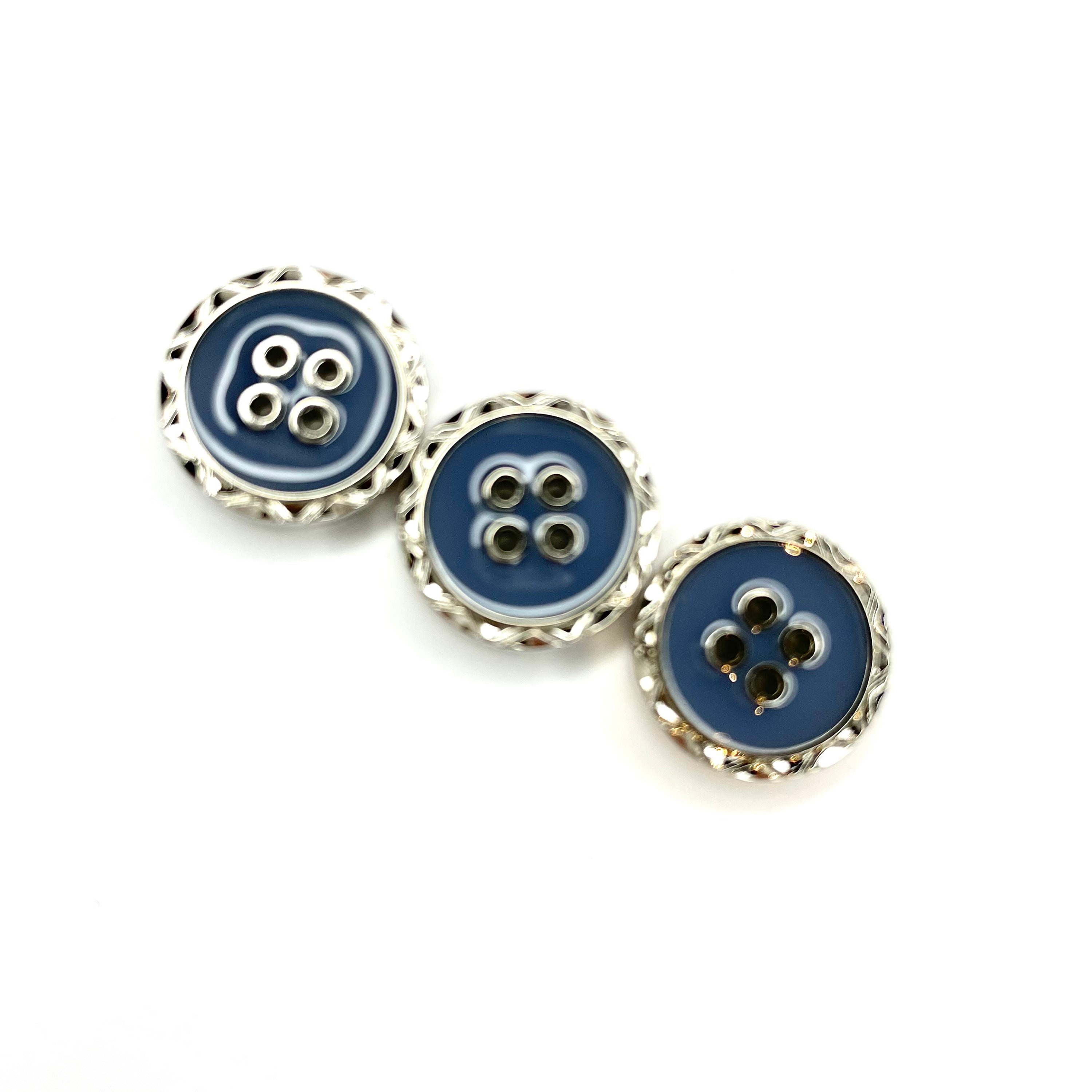 16MM - 3 Denim Blue Buttons for Knitting and Sewing - 4hole Buttons ...