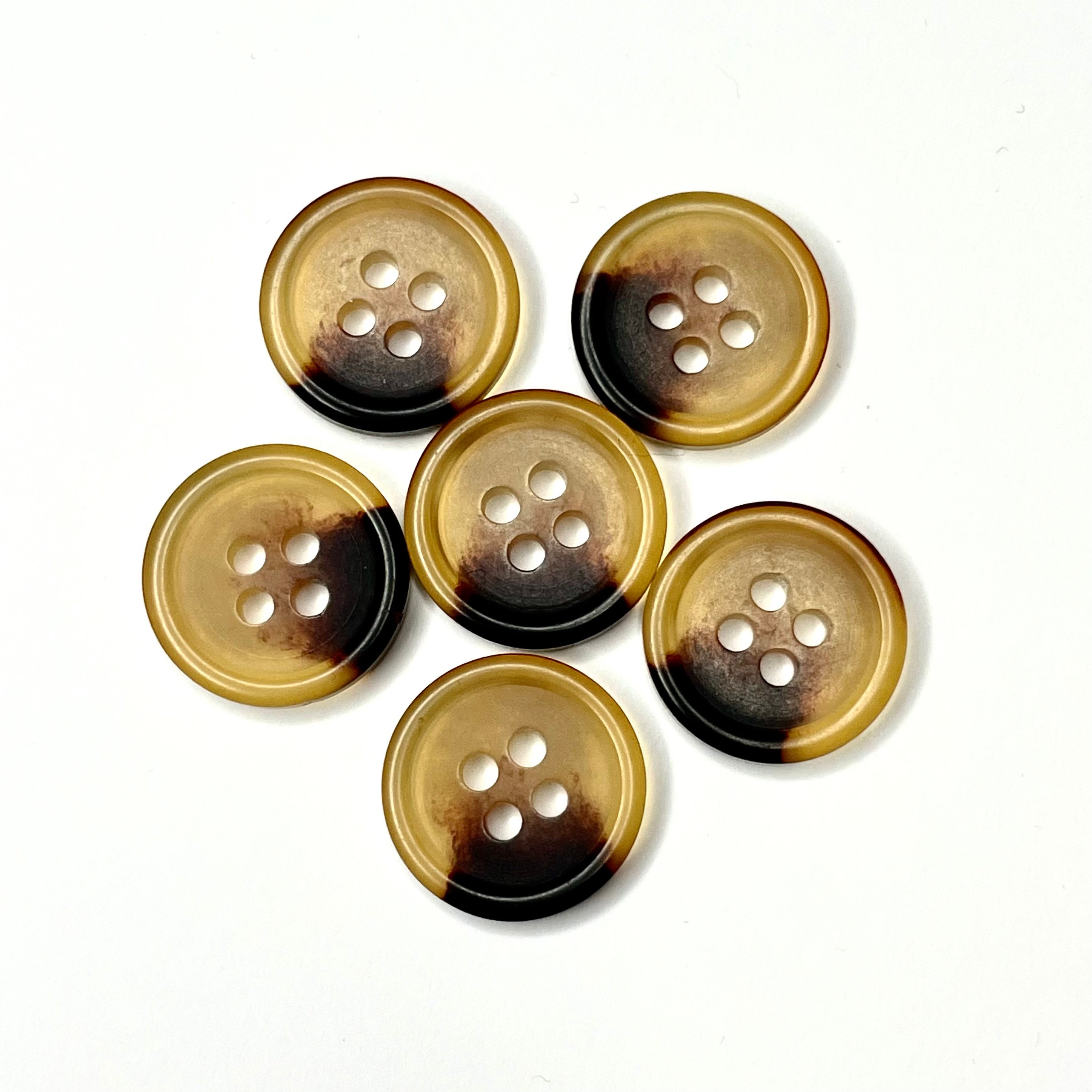 16MM 6 Vintage Brown Caramel Buttons for Knitting Sewing 4hole With Rim ...