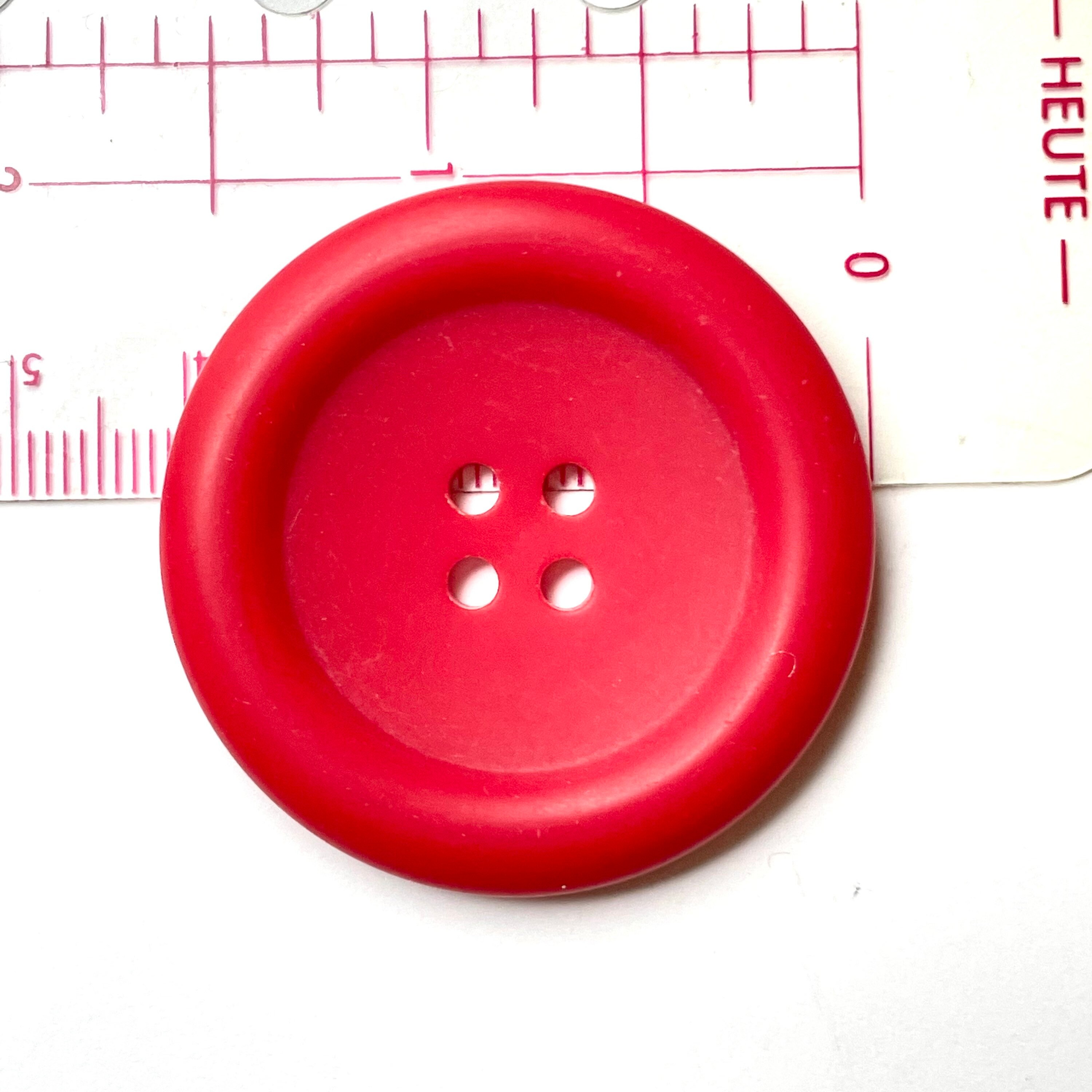 42MM 1 Big Vintage Red Buttons for Sewing Knitting 4hole With Rim ...