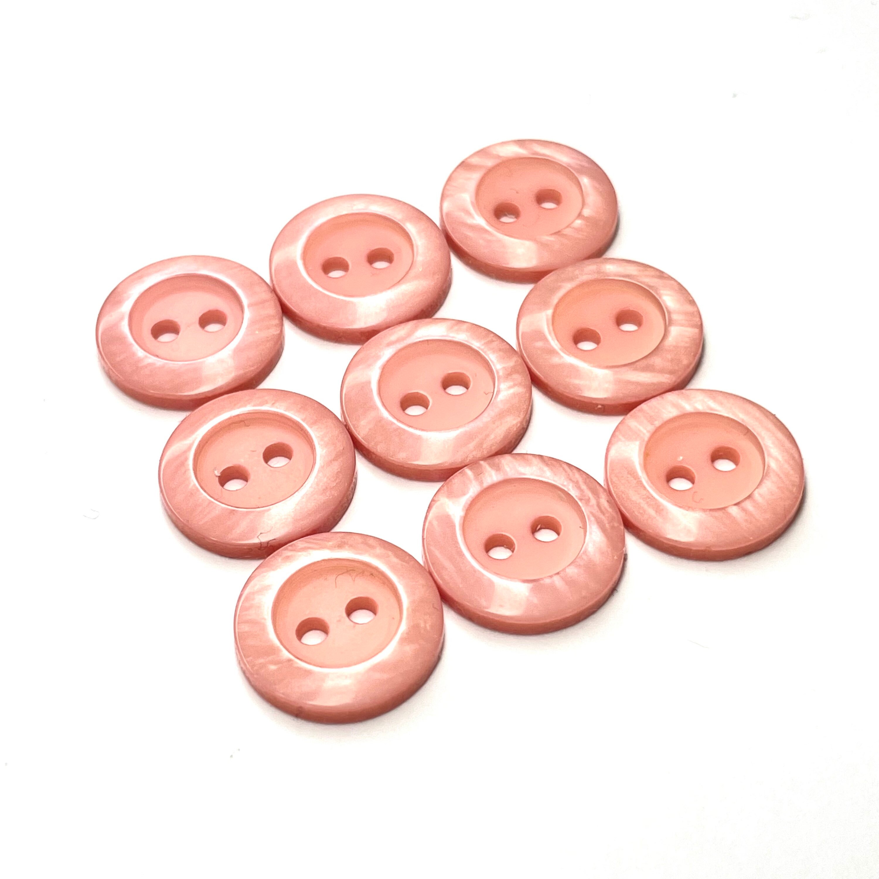 13MM 9 Vintage Pastel Pink Buttons for Knitting Sewing 4hole With Rim ...