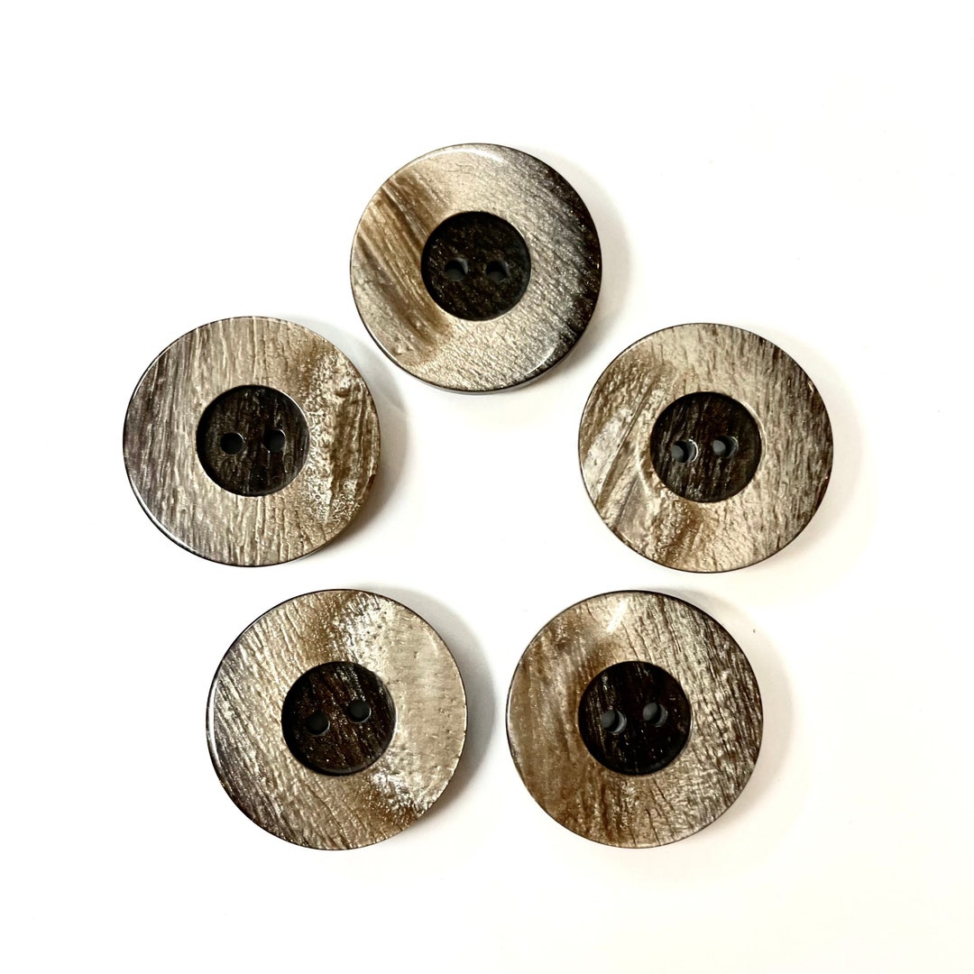 26MM - 5 Taupe Brown Buttons - 2hole With Rim - Buttons for Sweater ...