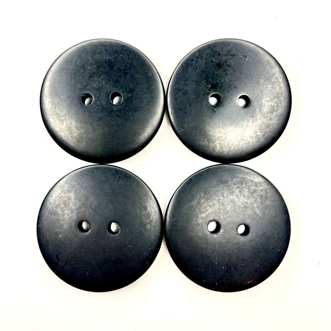 35MM - 4 Big Black Buttons for Knitting and Sewing - 2hole Buttons No ...