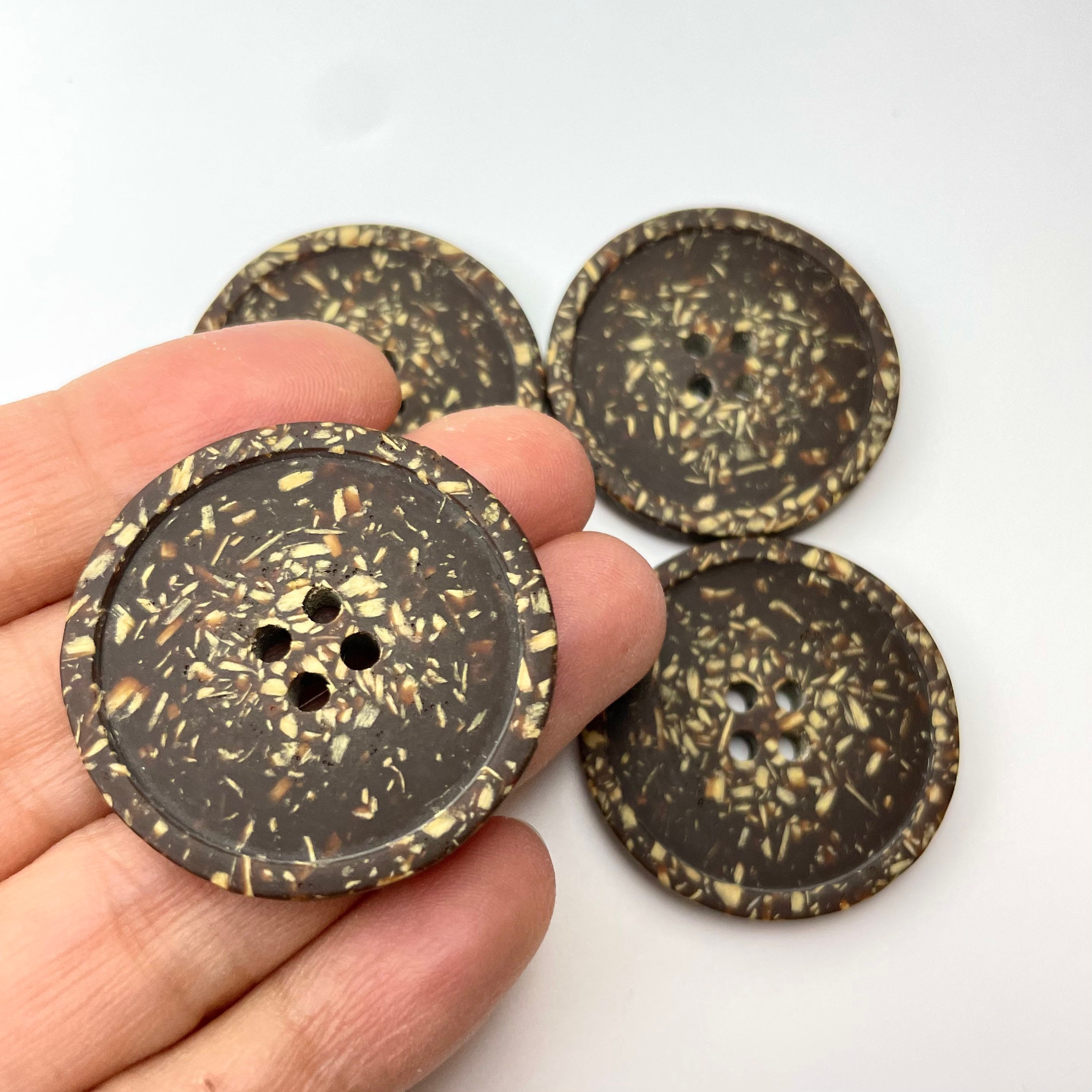 35MM 4 Vintage Brown Fleck Buttons for Knitting and Sewing 4hole With ...