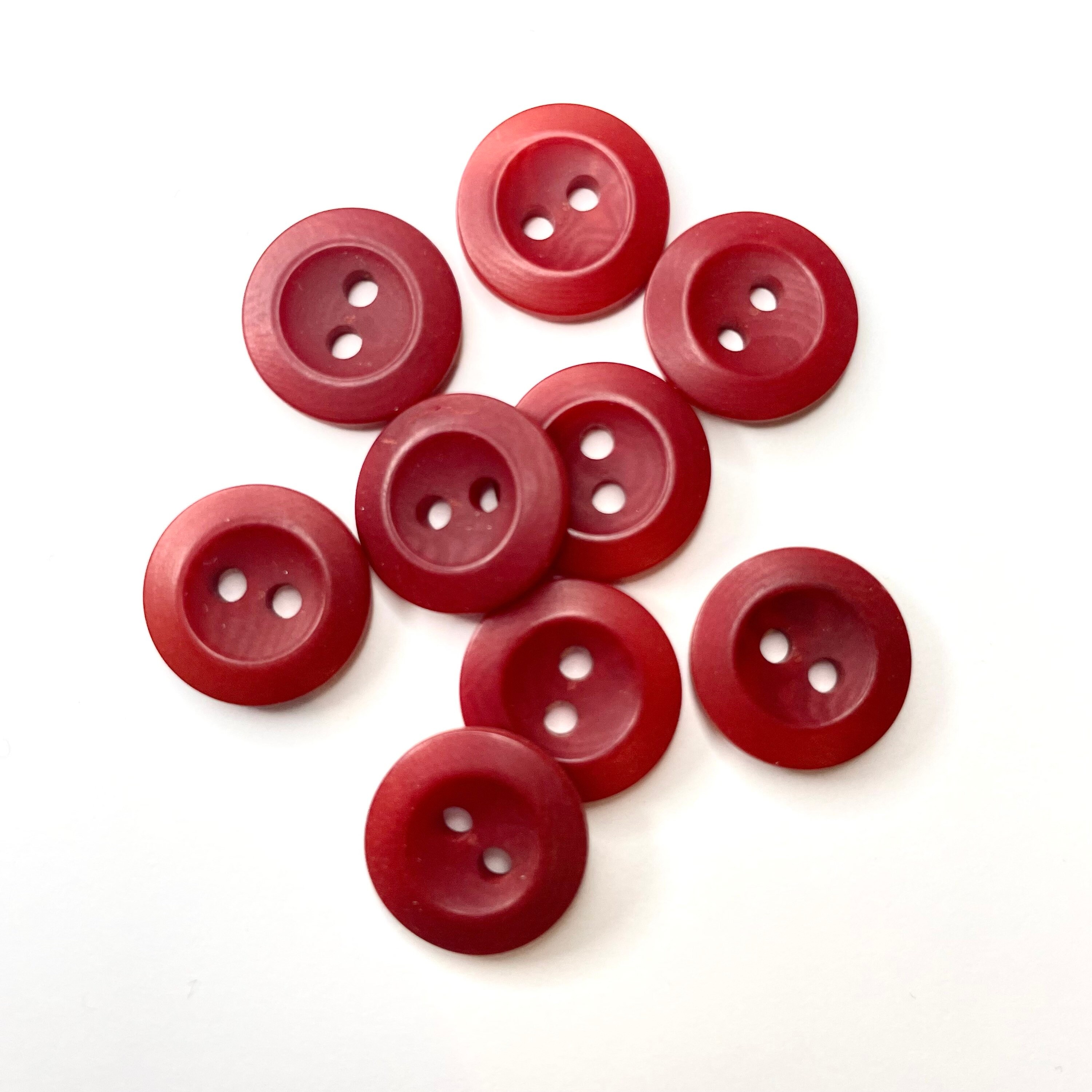 15MM 9 Red Buttons for Knitting and Sewing 2hole With Rim Buttons for a ...
