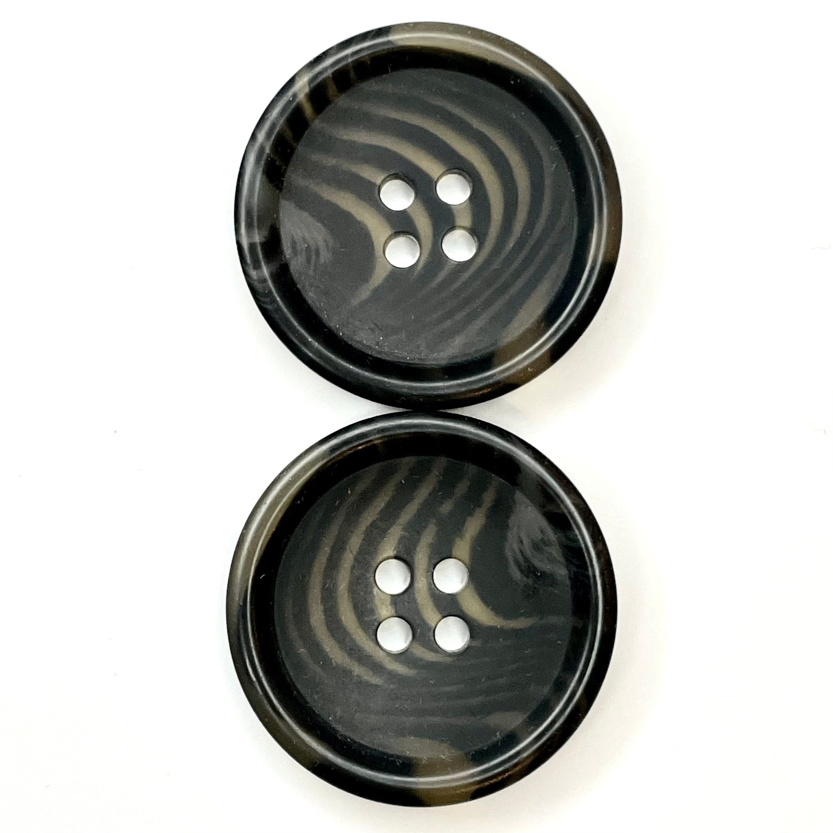 35MM 2 Big Black Buttons for Knitting / Sewing 4hole Black With Design ...