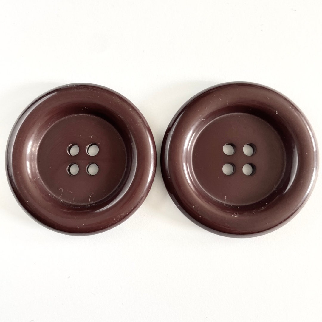 Vintage Brown Buttons: 39mm 4-hole Rimmed, Set of 2 - Etsy
