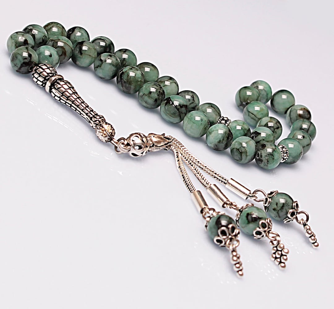 REAL Emerald , Islamic Prayer 33 Beads, Tasbih, Tesbih, Misbaha ...