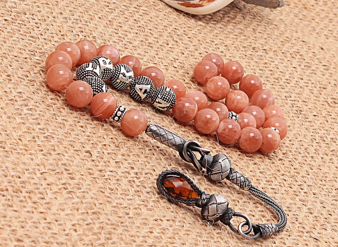 REAL Sun Stone Islamic Prayer 33 Beads, Tasbih, Tesbih, Misbaha ...