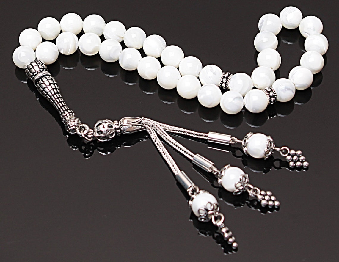 REAL Nacre Islamic Prayer 33 Beads, Tasbih, Tesbih, Misbaha, Tasbeeh ...