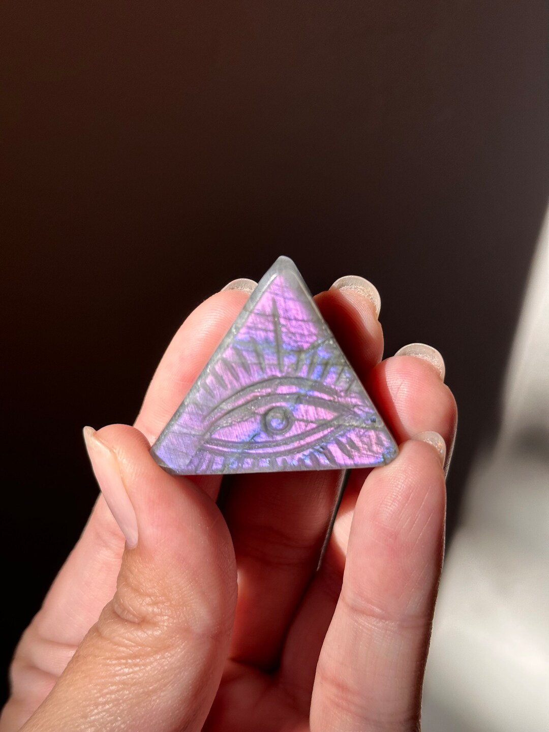 Evil Eye Pyramid Labradorite Carving Purple Mermaid - Etsy