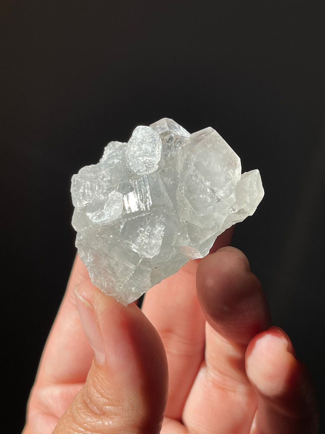 Super Grade Glassy Clear Apophyllite on Blue Chalcedony Specimen - Etsy