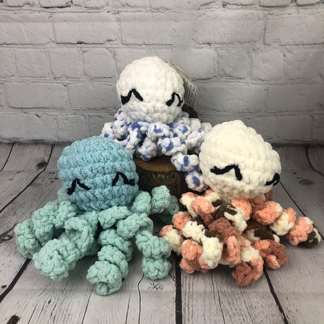 Ollie the Baby Octopus is a Stuffed Crocheted Plush Toy With 8 Squiggly ...