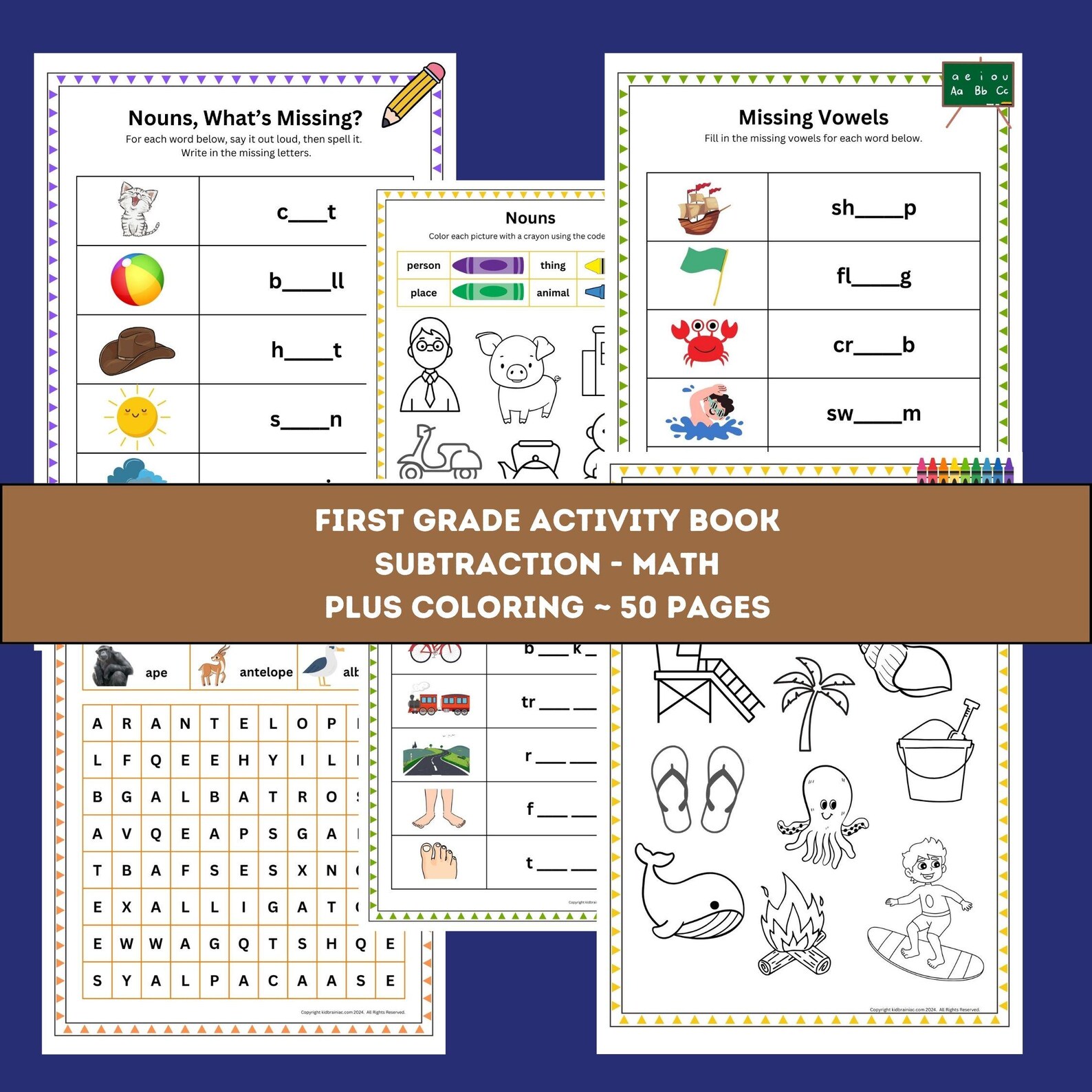 First Grade Vocabulary Activity Book Spelling Sight Words Worksheets ...