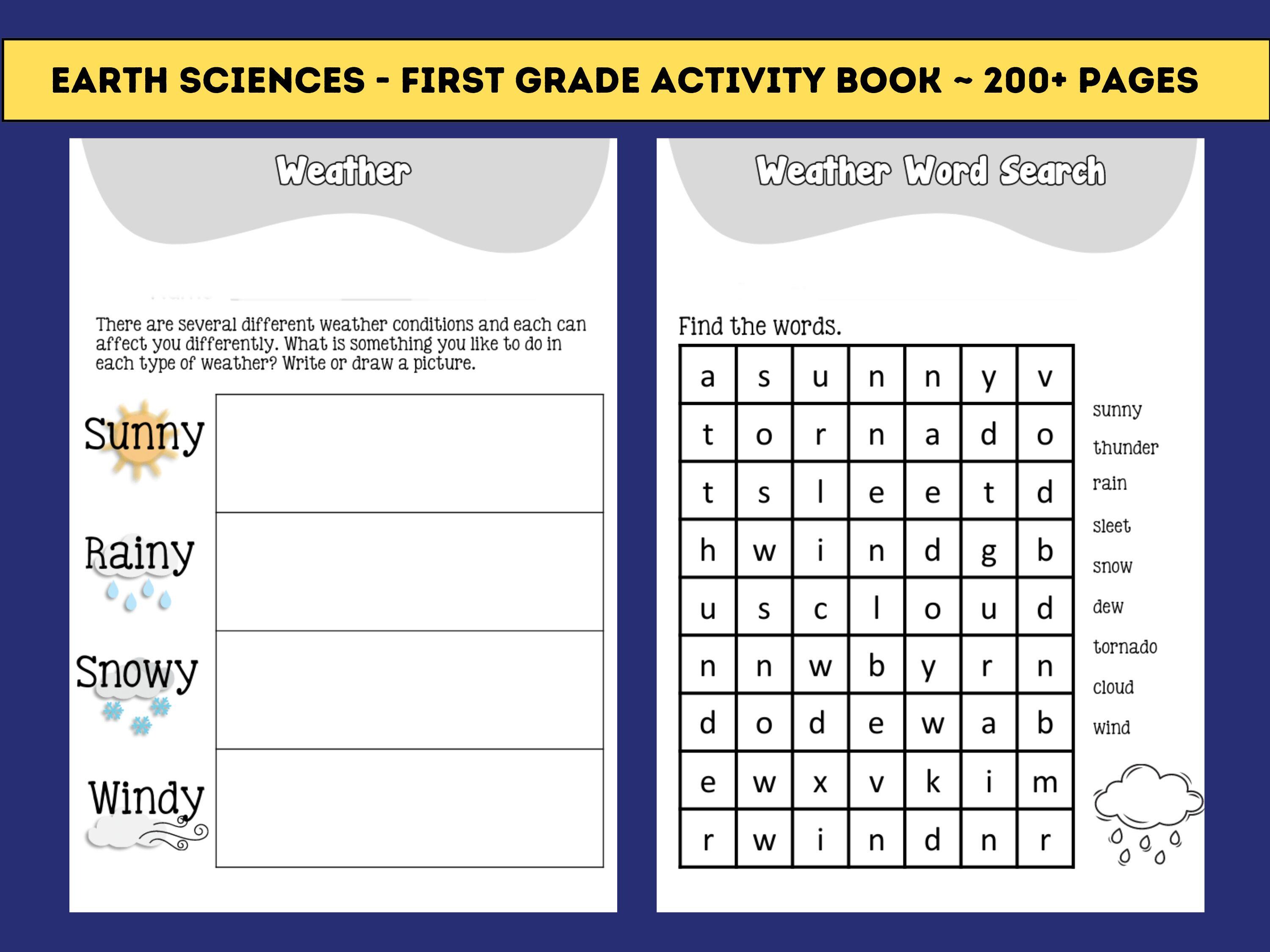 First Grade Science PRINTABLE Activity Book Earth Sciences Lifecycles ...