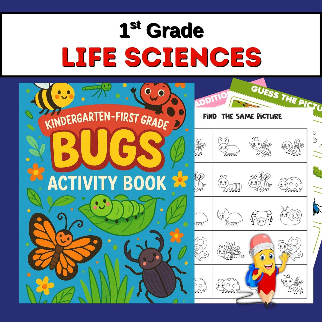 Bug Activity Book: First Grade Science, Spelling, Coloring Homeschool ...