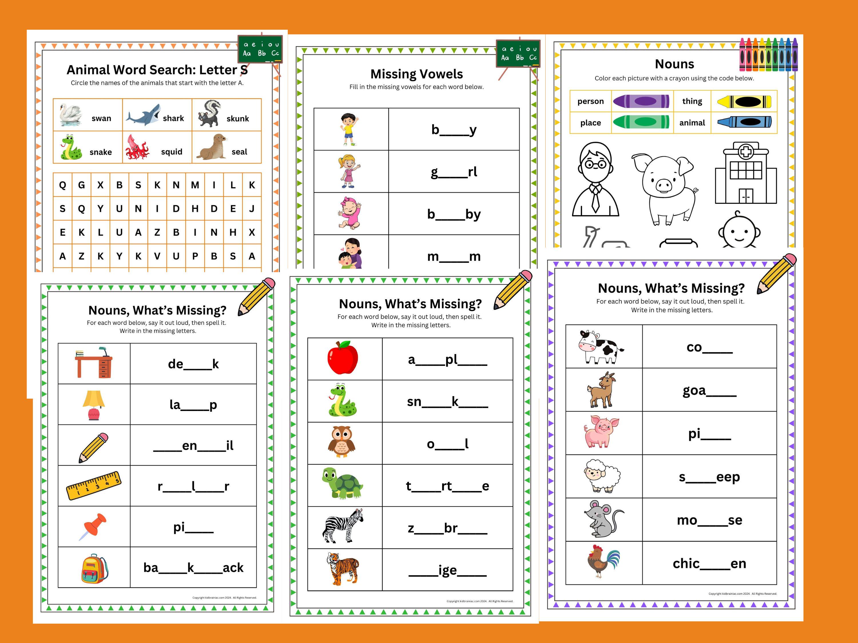 First Grade Vocabulary Activity Book Spelling Sight Words Worksheets ...