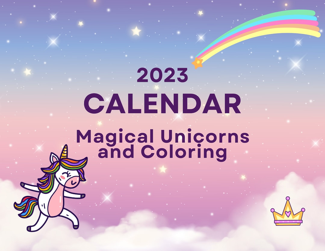 2023 Calendar, Unicorns, Kids Calendar, Wall Calendar, Desk Calendar ...