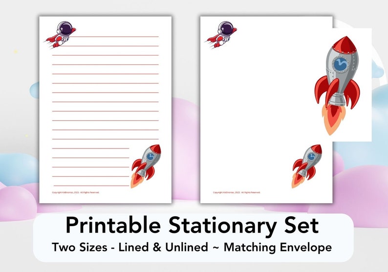 Rocketship PRINTABLE Stationary Rocket Stationary Envelope Printable ...