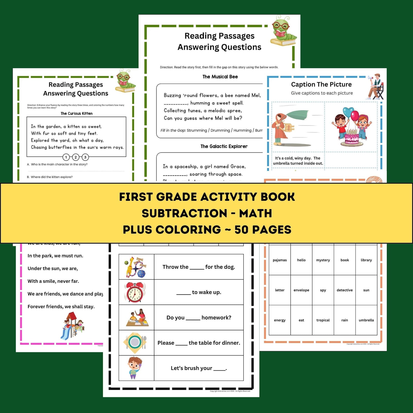 First Grade Reading Comprehension Activity Book Worksheets Printable ...