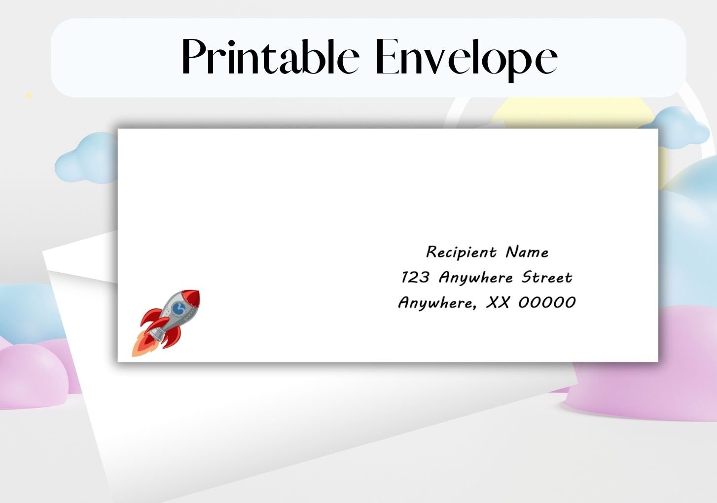 Rocketship PRINTABLE Stationary Rocket Stationary Envelope Printable ...