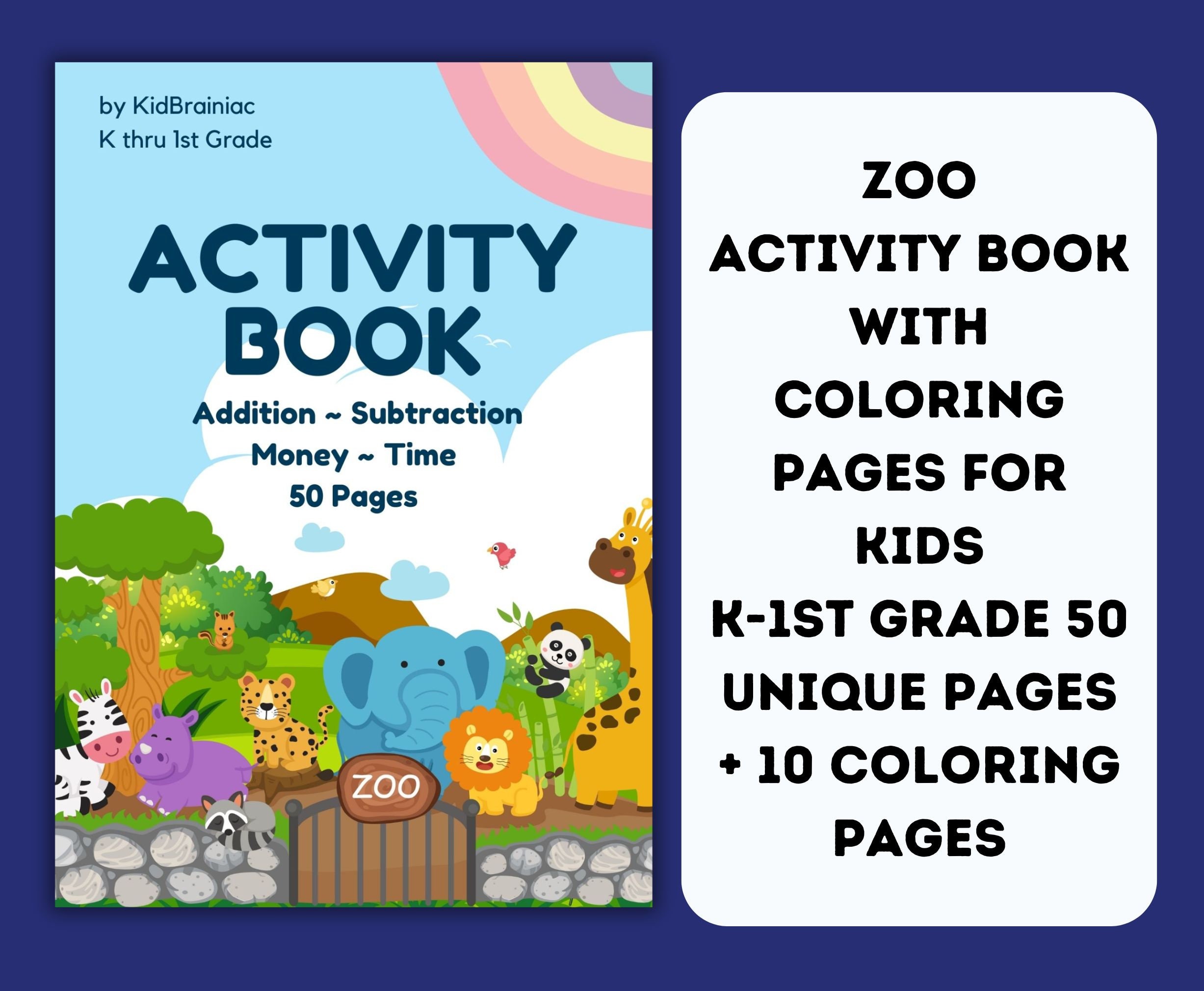 First Grade Zoo Activity Book Worksheets Printable Homeschool Instant ...