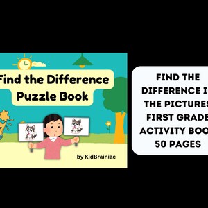 First Grade Find the Difference Activity Book Puzzles Games for Kids ...