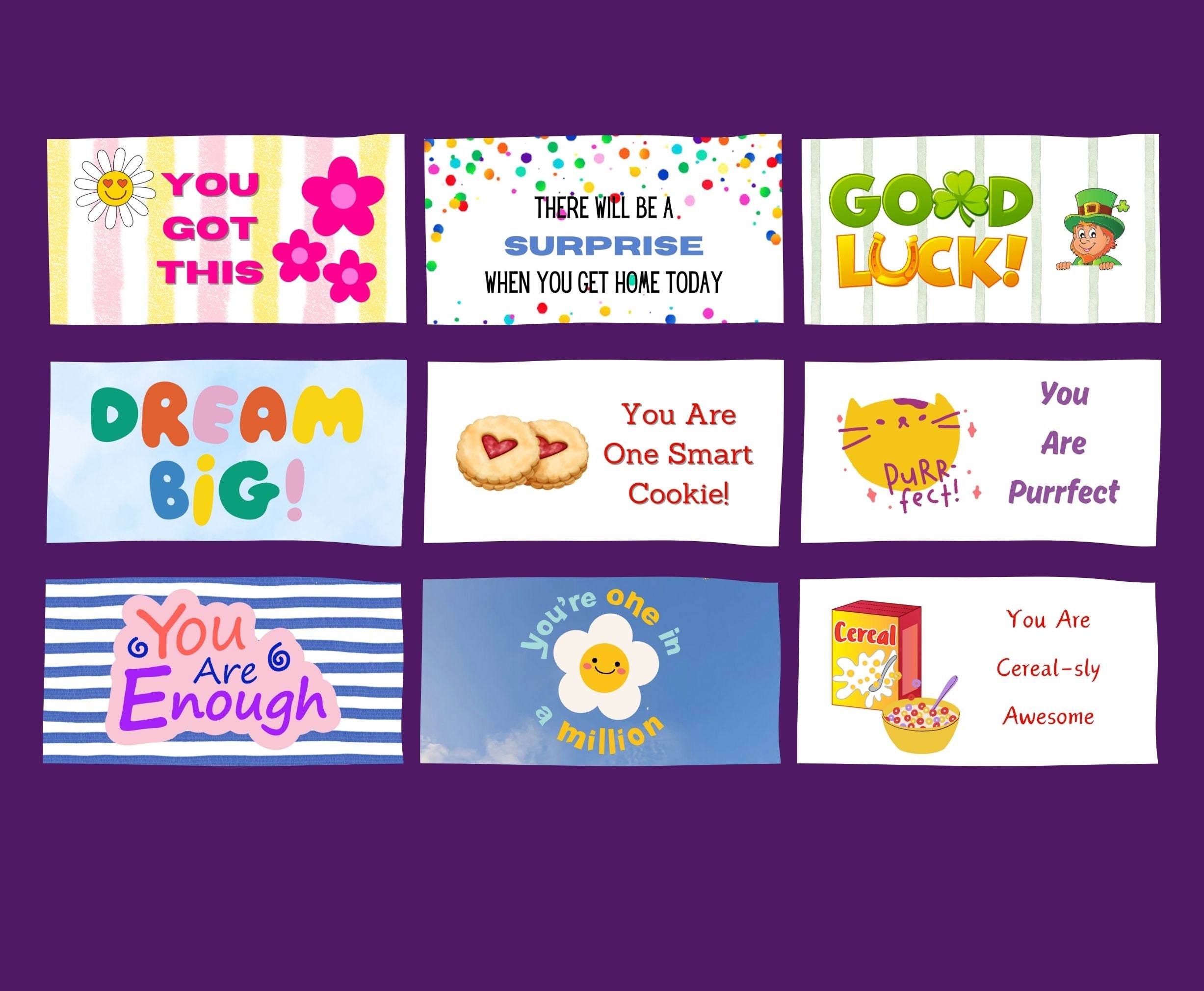 Printable Lunch Box Notes for Girls: Positive Affirmations (digital ...