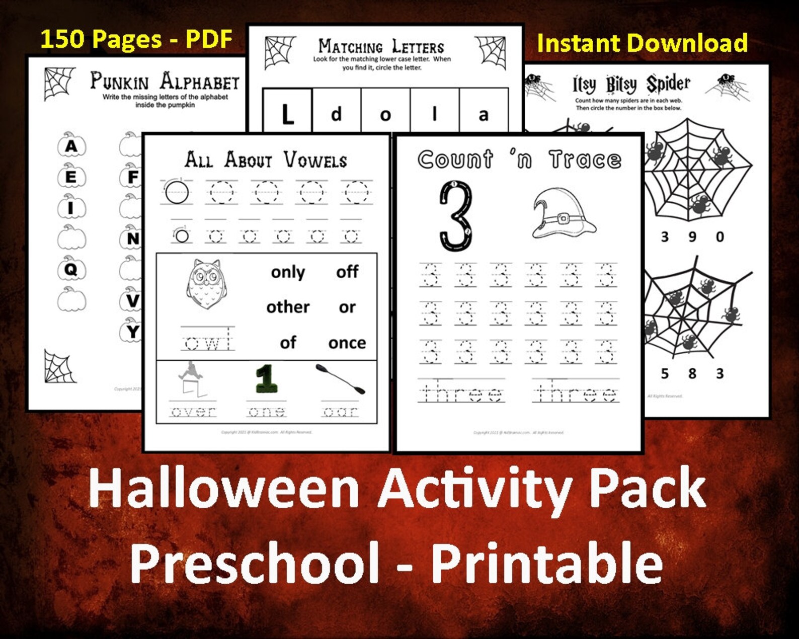 Halloween Worksheets Bundle for Kids, Prek-kindergarten, No Prep ...