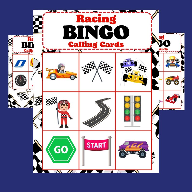 Racing Bingo for Kids PRINTABLE Game 20 Racing Bingo Cards Kids Game ...