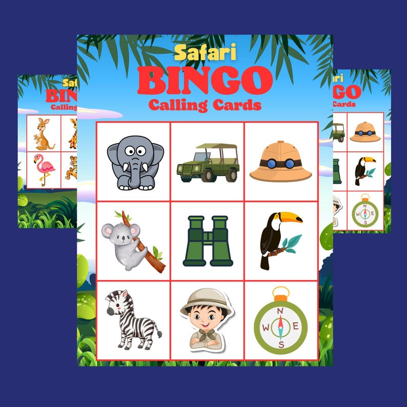 Safari Bingo for Kids PRINTABLE Game 20 Safari Bingo Cards Kids Game ...