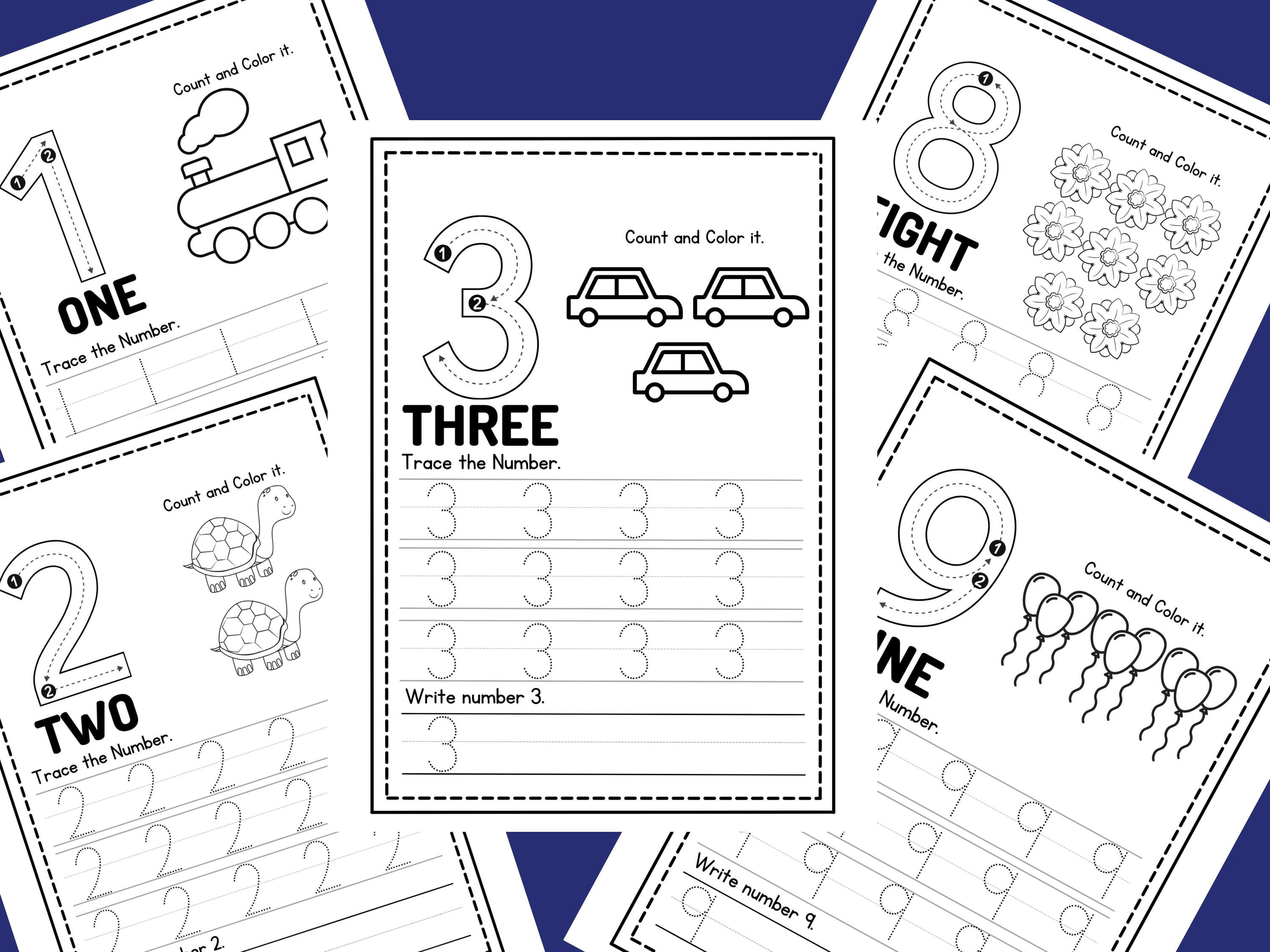 Preschool Number Tracing PRINTABLE Activity Book Worksheets Printable ...
